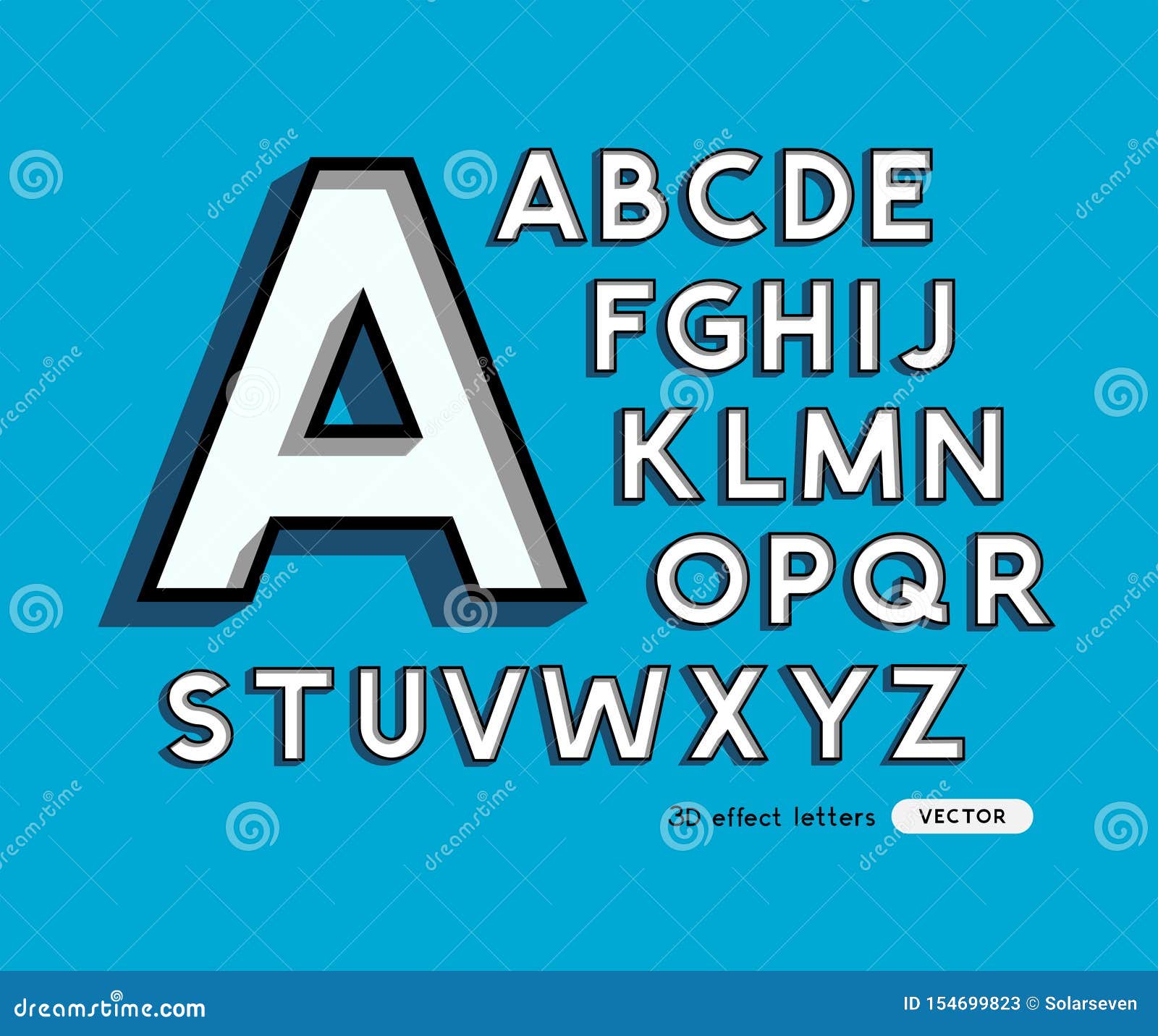 Bold 3D Vector Letters stock vector. Illustration of simple - 154699823