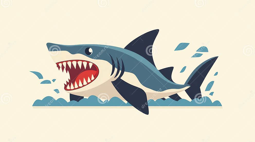 Bold D Vector Shark Illustration, Featuring Sharp Teeth and a ...