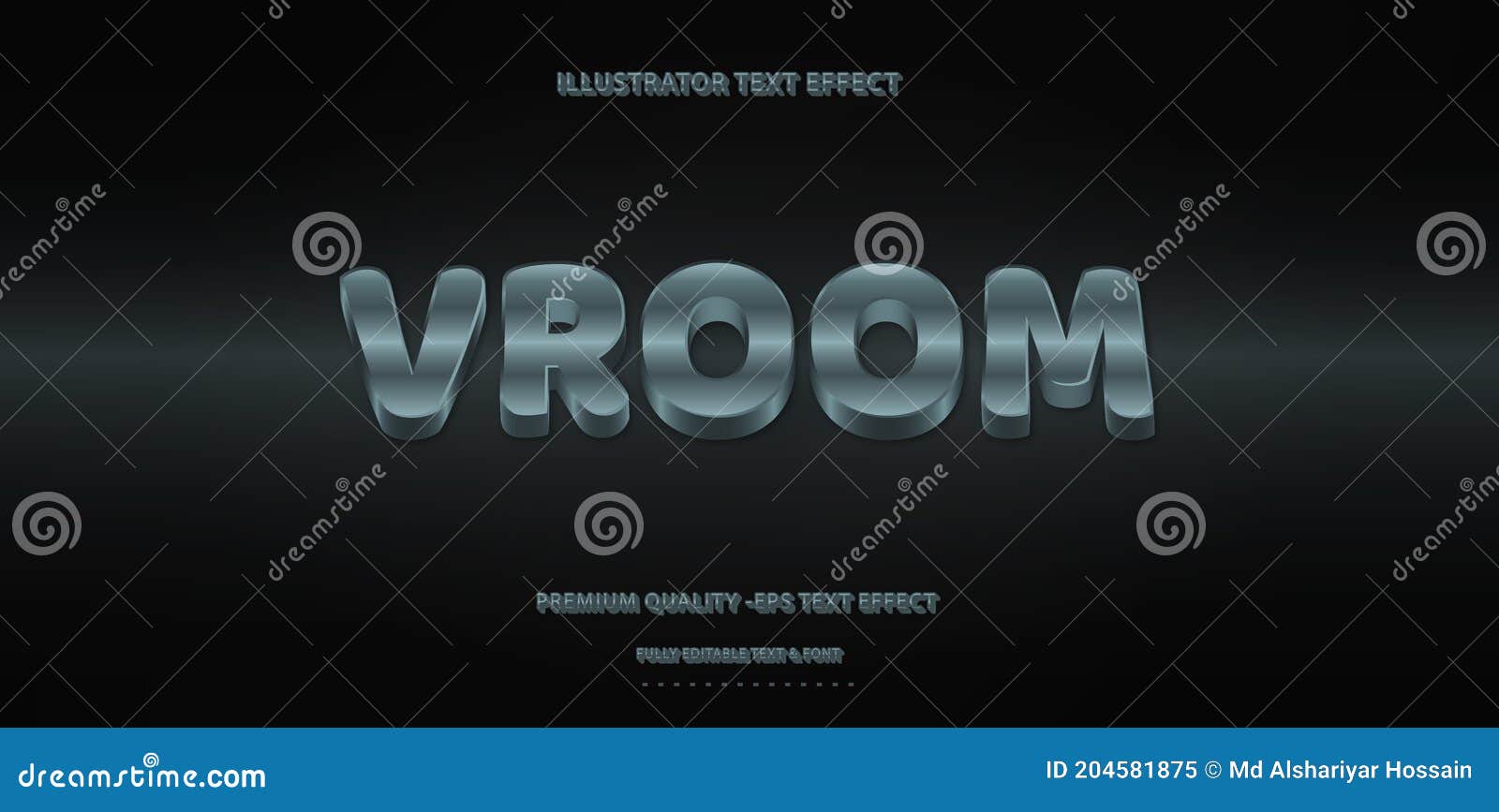 Bold 3D Vroom Text Style with Gumbo Accent Stock Vector - Illustration ...
