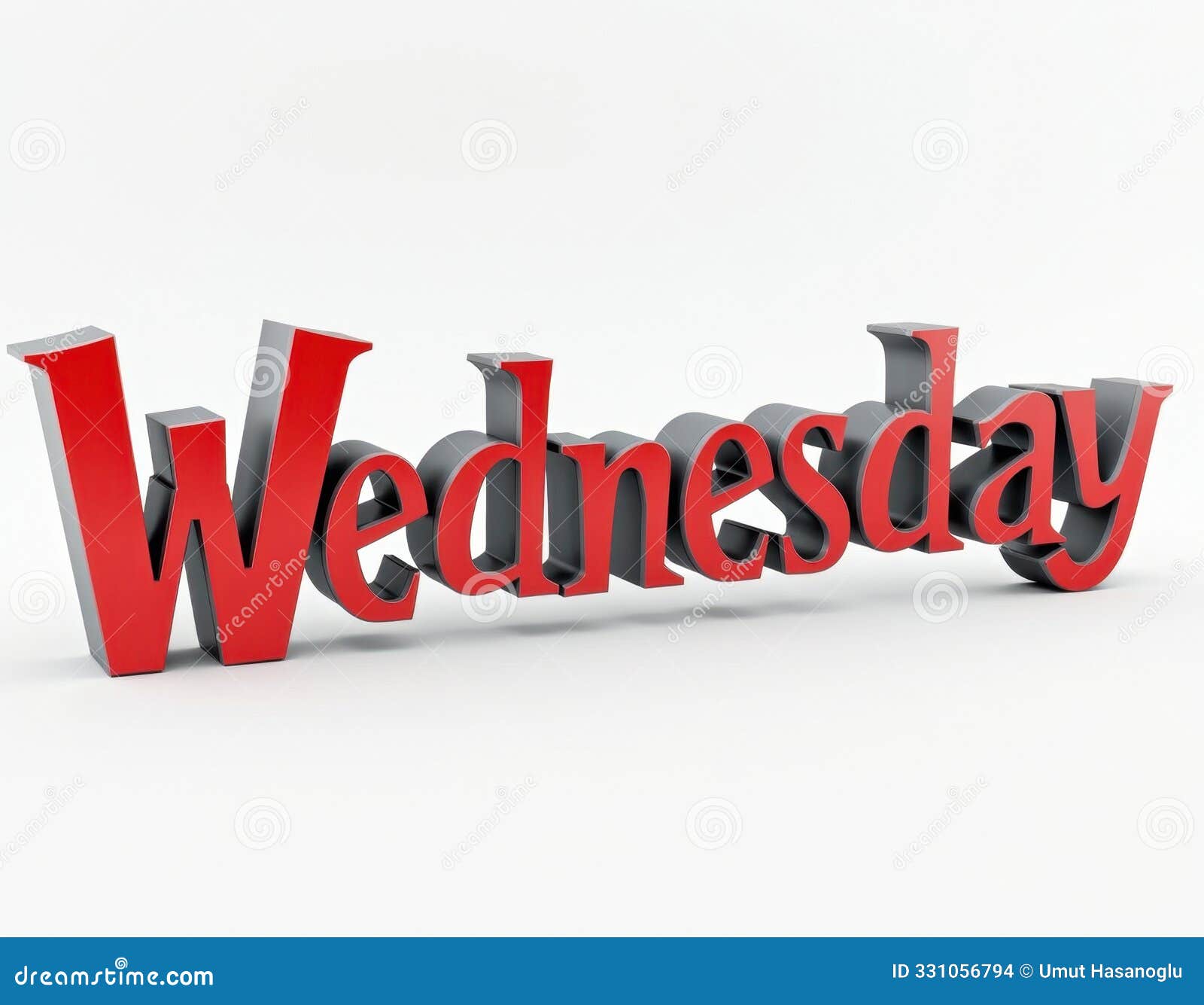 Bold 3D Wednesday Text in Red and Black on a White Background. Stock ...