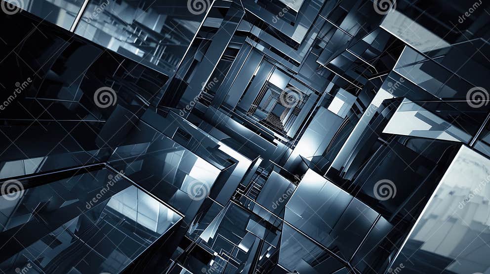 Bold Dark-themed Abstract Squares, Metallic Textures and Reflective ...