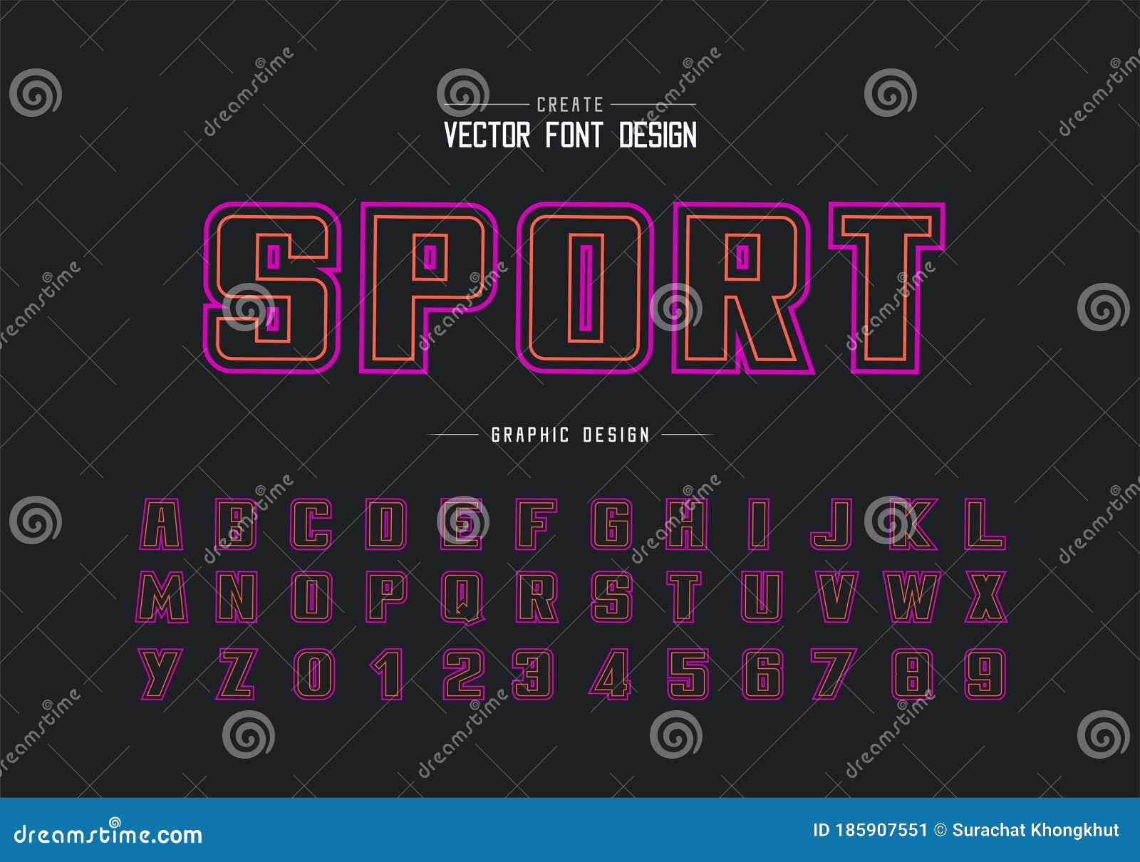 Bold Double Line Font and Alphabet Vector, Writing Typeface and Number ...