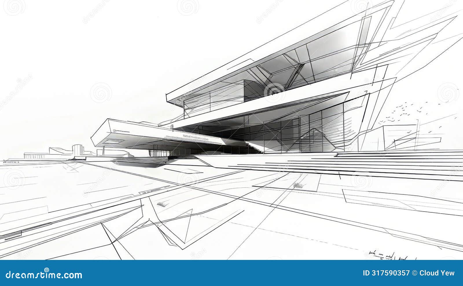 Bold and Dramatic Outlines of Modern Architecture Stock Illustration ...