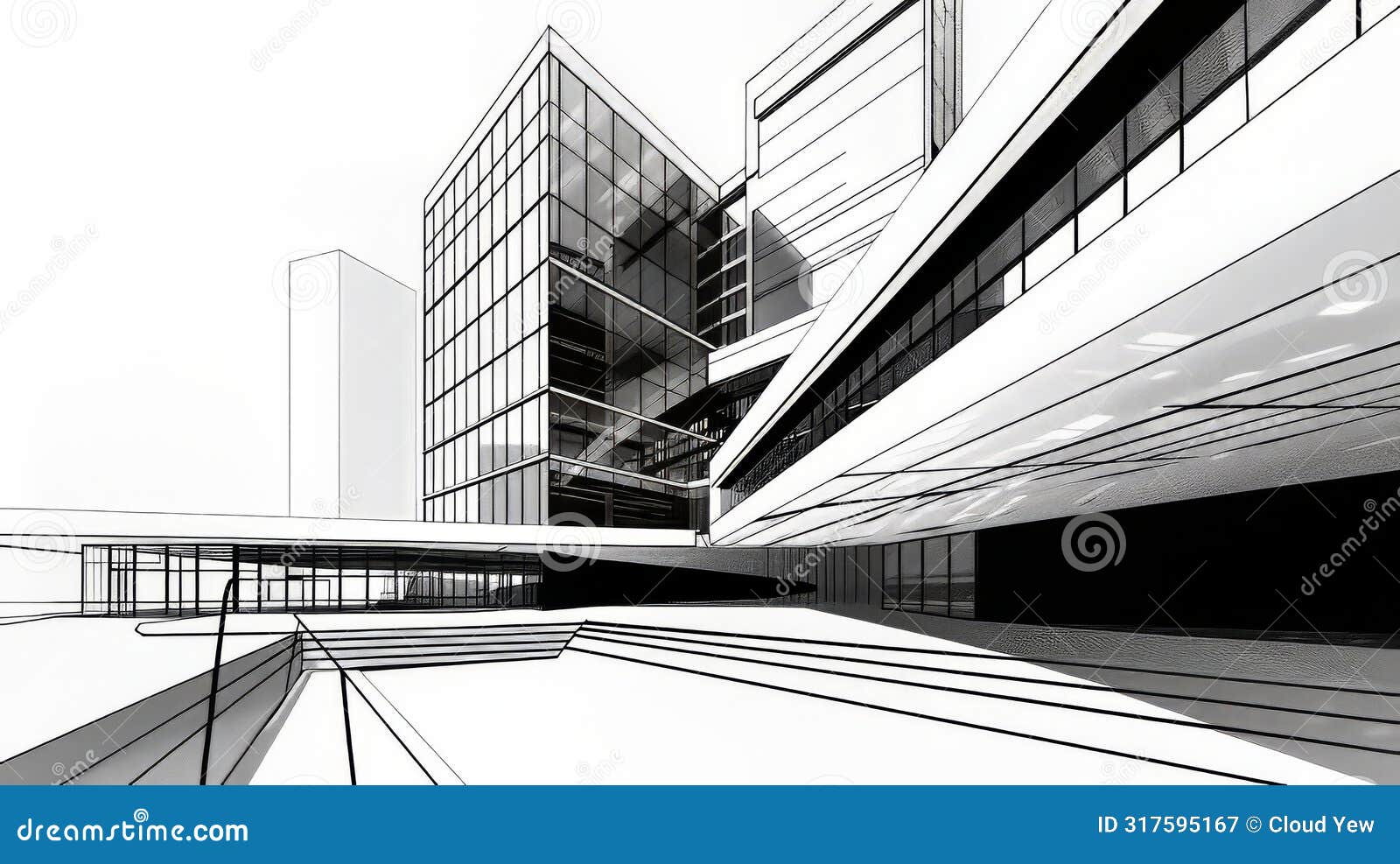Bold and Dramatic Outlines of Modern Architecture Stock Illustration ...