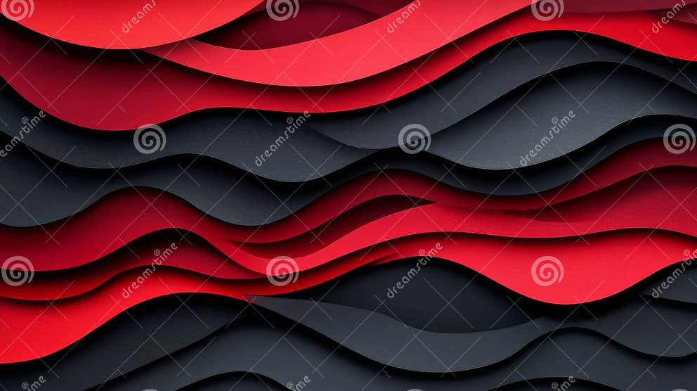 A Bold, Dramatic Paper Cut Wave Background in Deep Red, Black, and ...