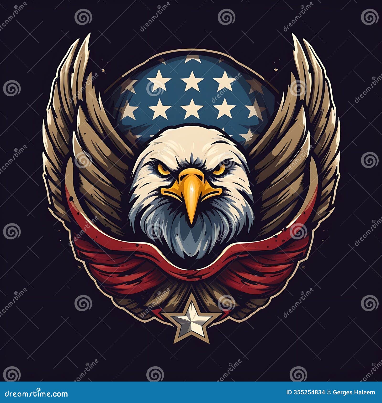 Bold Eagle Emblem with Stars and Wings, Representing Strength and ...