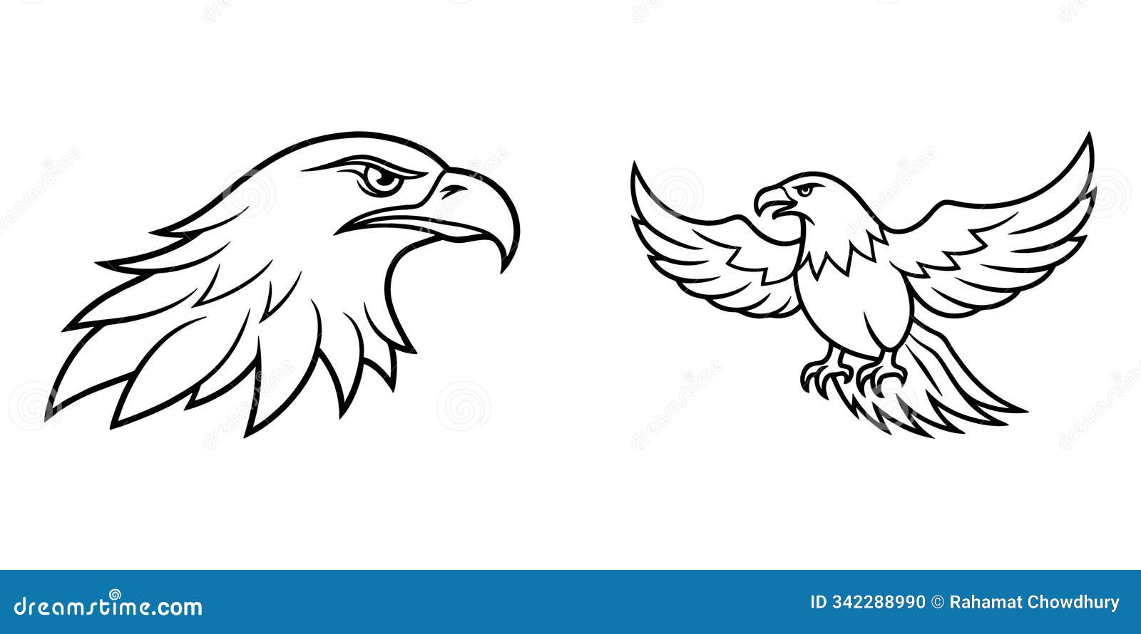 Set Of Tattoos Or Logos In The Form Of Eagle Heads Cartoon Vector ...