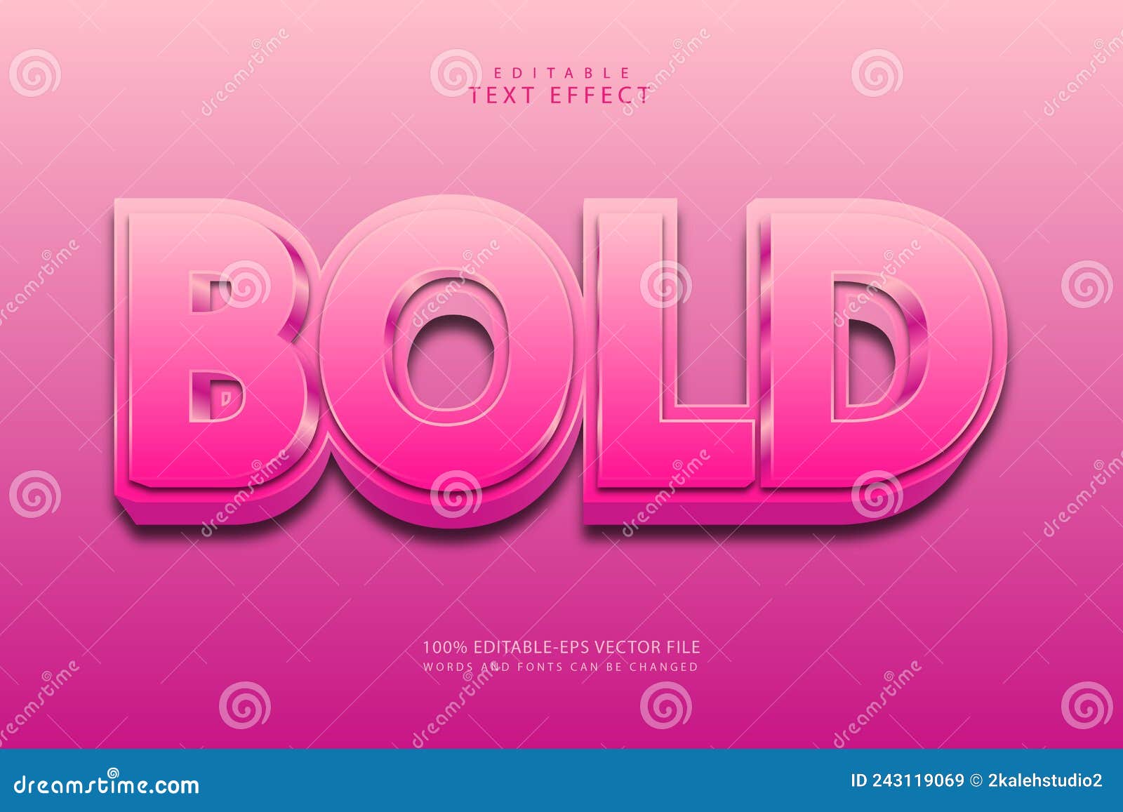 Bold Editable Text Effect 3 Dimension Emboss Modern Style Stock Vector ...