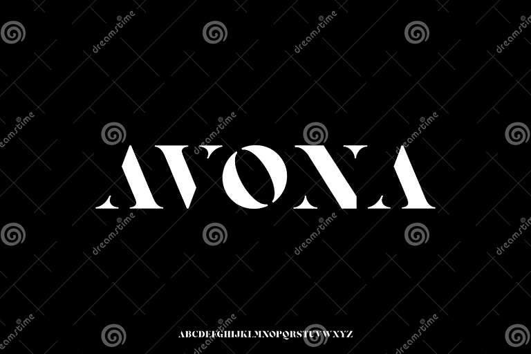 Bold Elegant Stencil Type Alphabet Display Font Vector Illustration ...