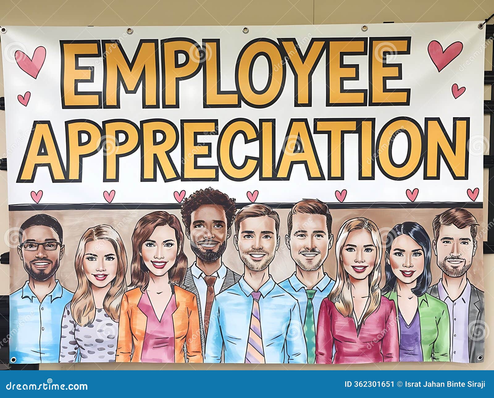 Bold Employee Appreciation Banner with Office Team Sketch Stock ...