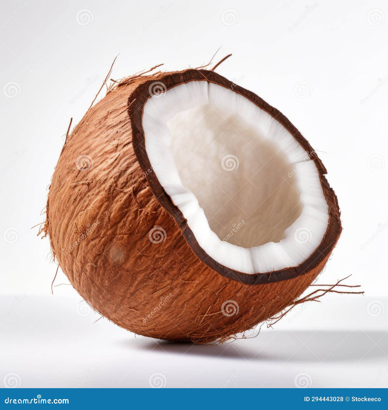 Bold and Energetic Coconut Composition Photography on White Background ...