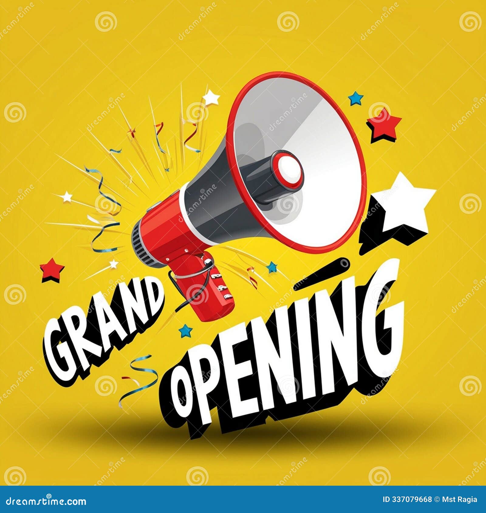 Bold and Energetic Grand Opening Banner with Megaphone Graphic Stock ...