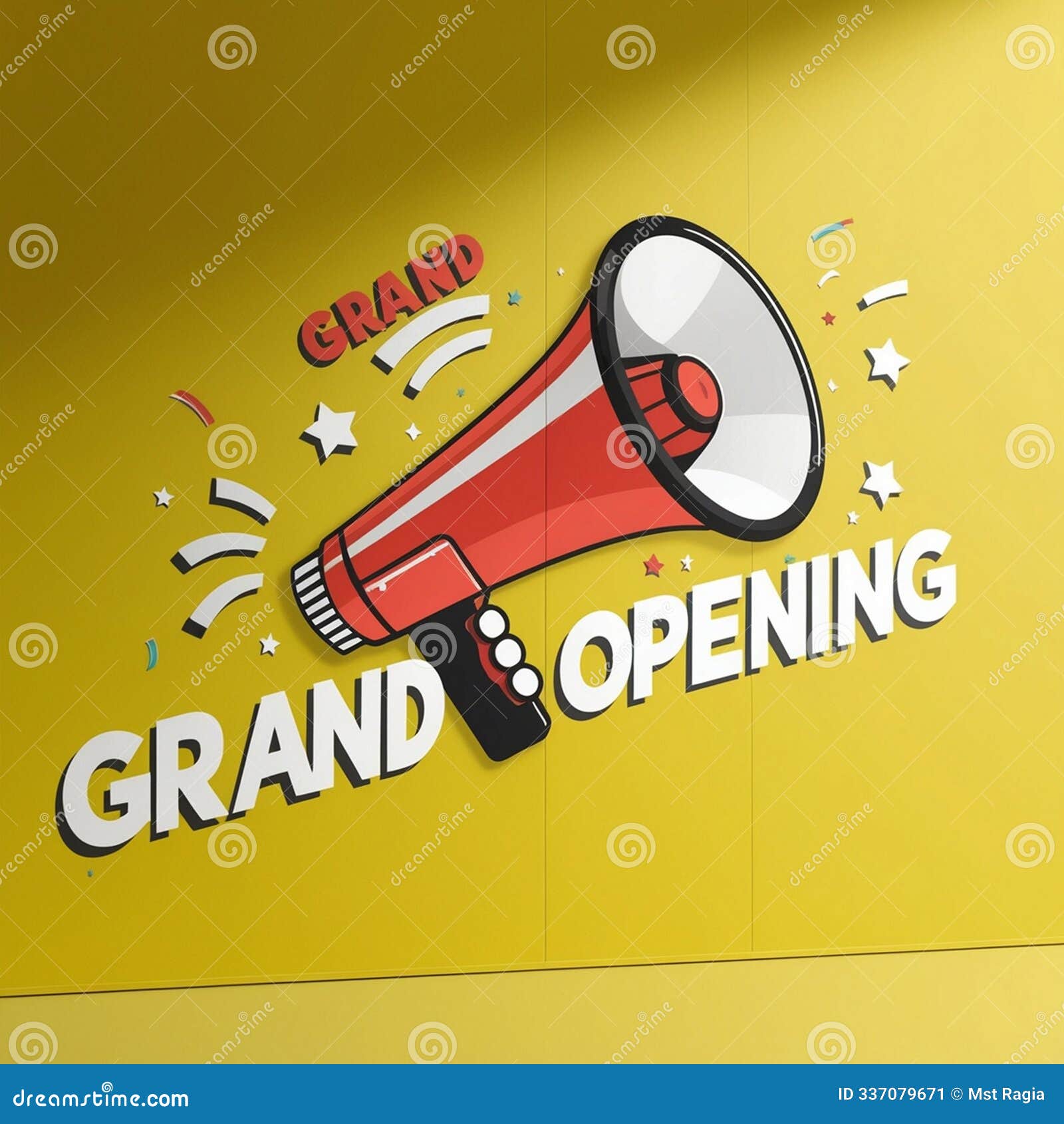 Bold and Energetic Grand Opening Banner with Megaphone Graphic Stock ...