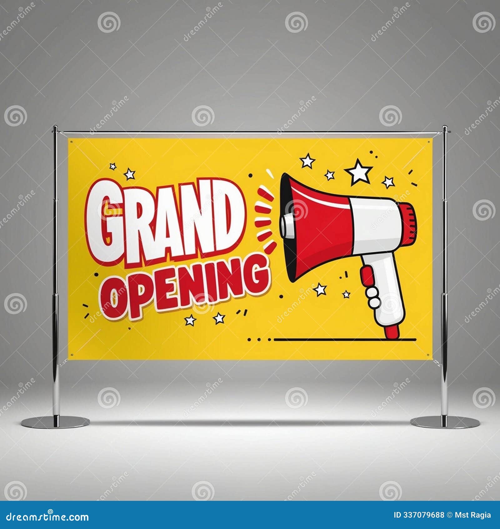 Bold and Energetic Grand Opening Banner with Megaphone Graphic Stock ...