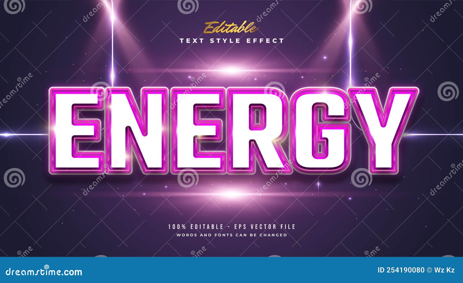 Bold Energy Text Style with Glossy and Embossed Effect Stock Vector ...