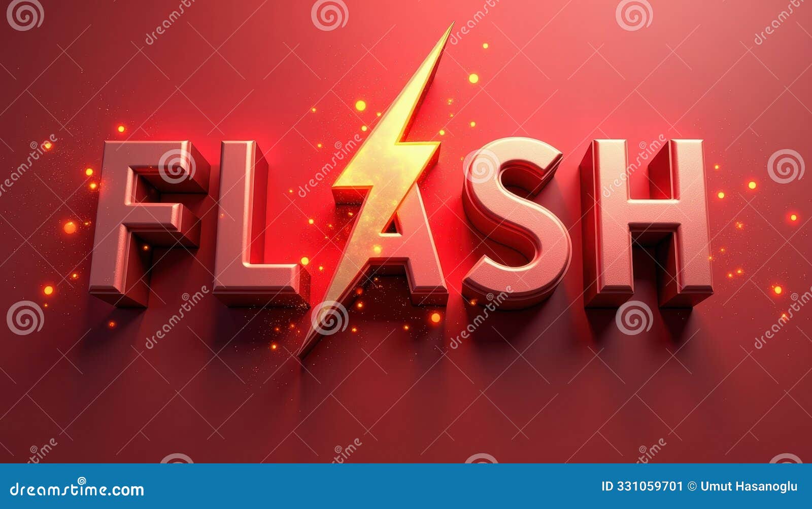 Bold FLASH Text with Lightning Bolt on a Glowing Red Background Stock ...