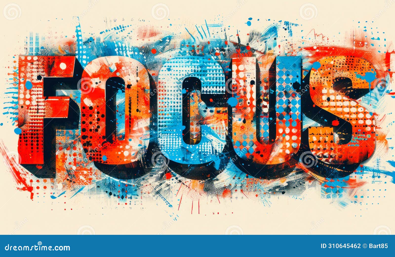 Bold FOCUS Text with a Dynamic Halftone Dot Pattern Effect, Creating a ...