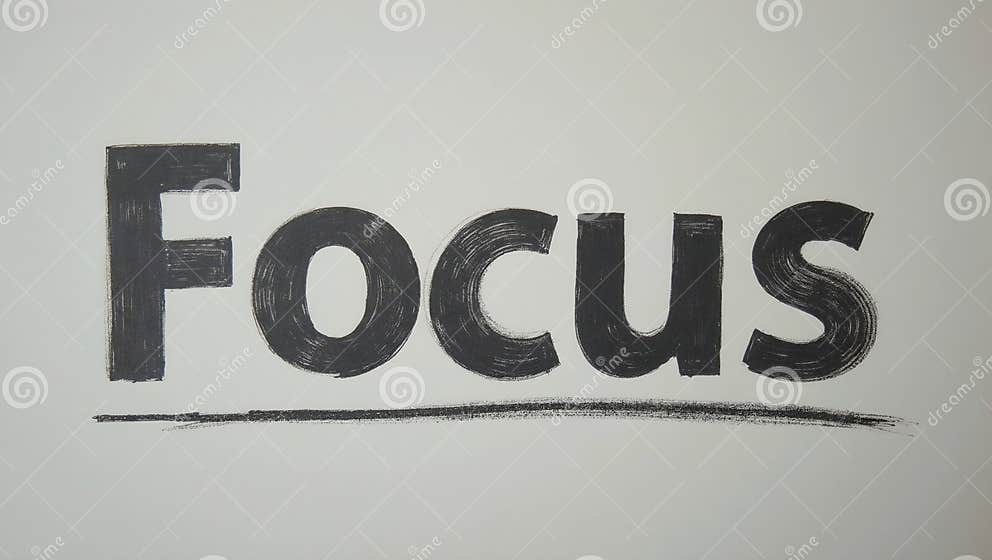 Bold Focus Word with Thin Underline Evoking Concentration Stock ...