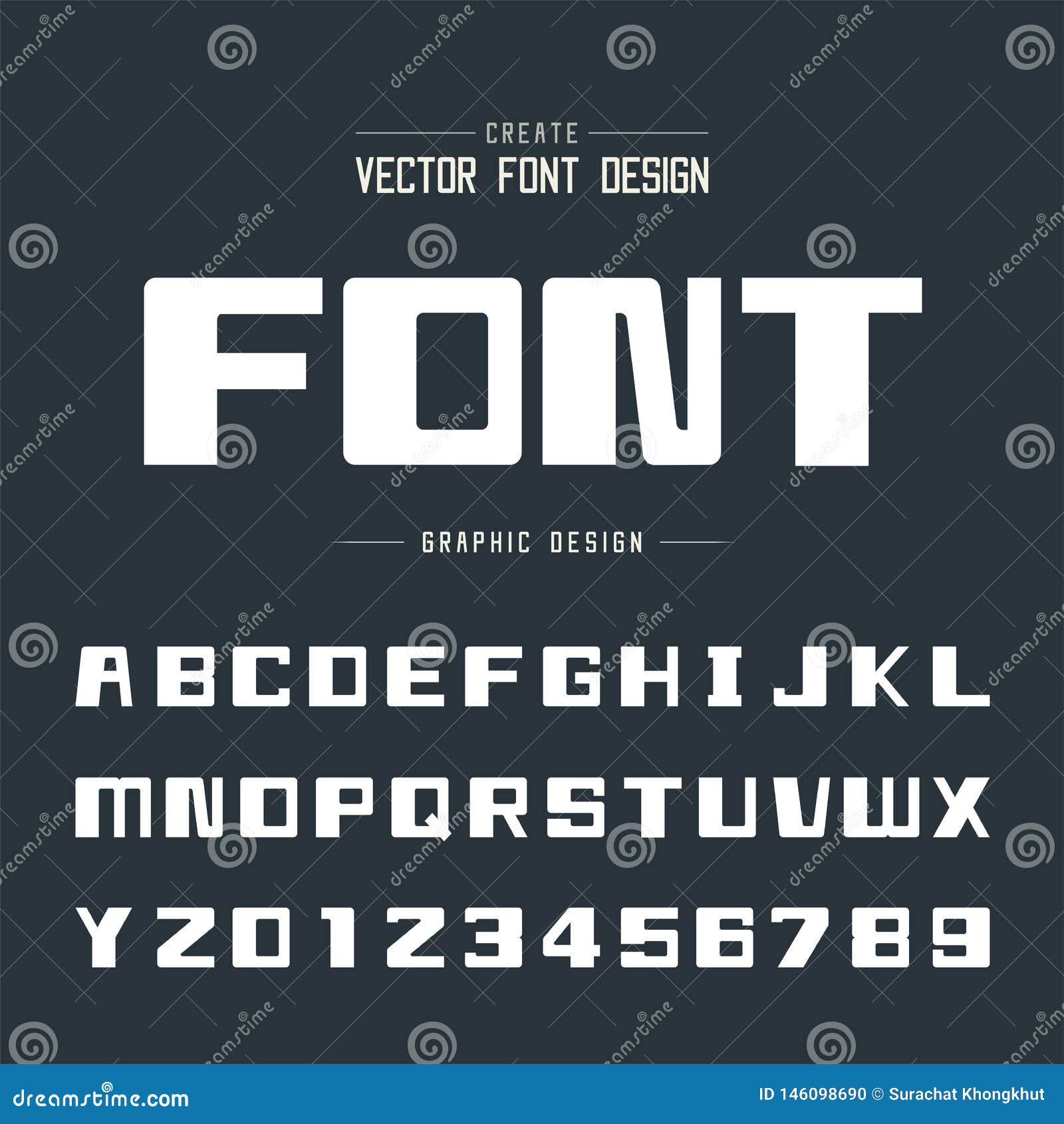 Bold Font and Alphabet Vector, Square Typeface Letter and Number Design ...