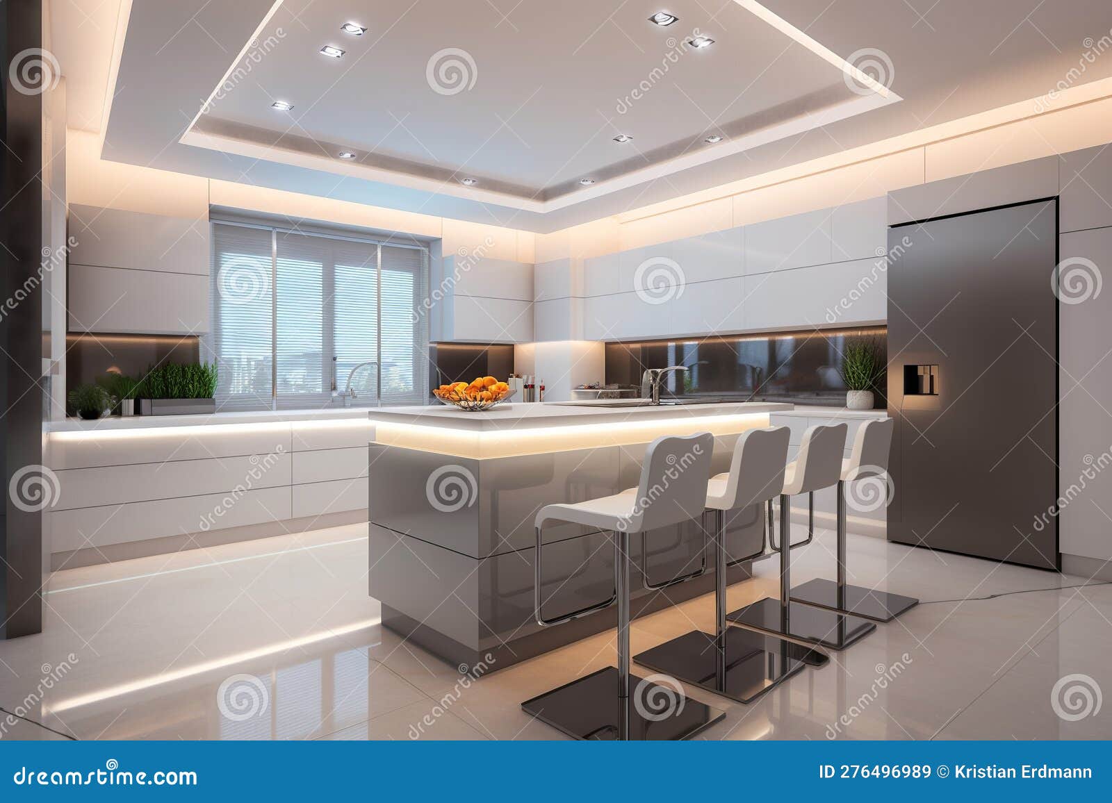 Bold Futuristic Kitchen with LED Lighting and Visionary Design Stock ...