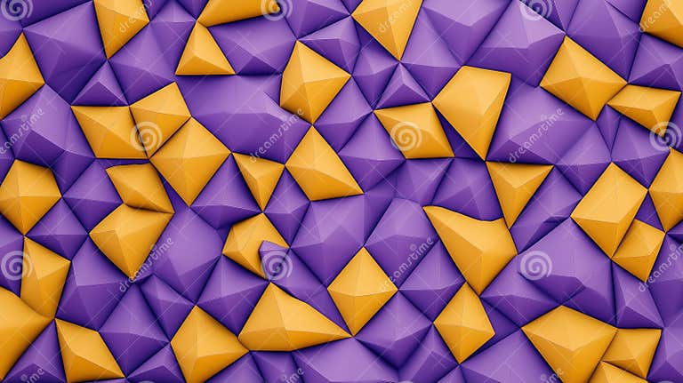 Geometric Abstract Pattern with Purple and Yellow 3D Shapes, Modern ...