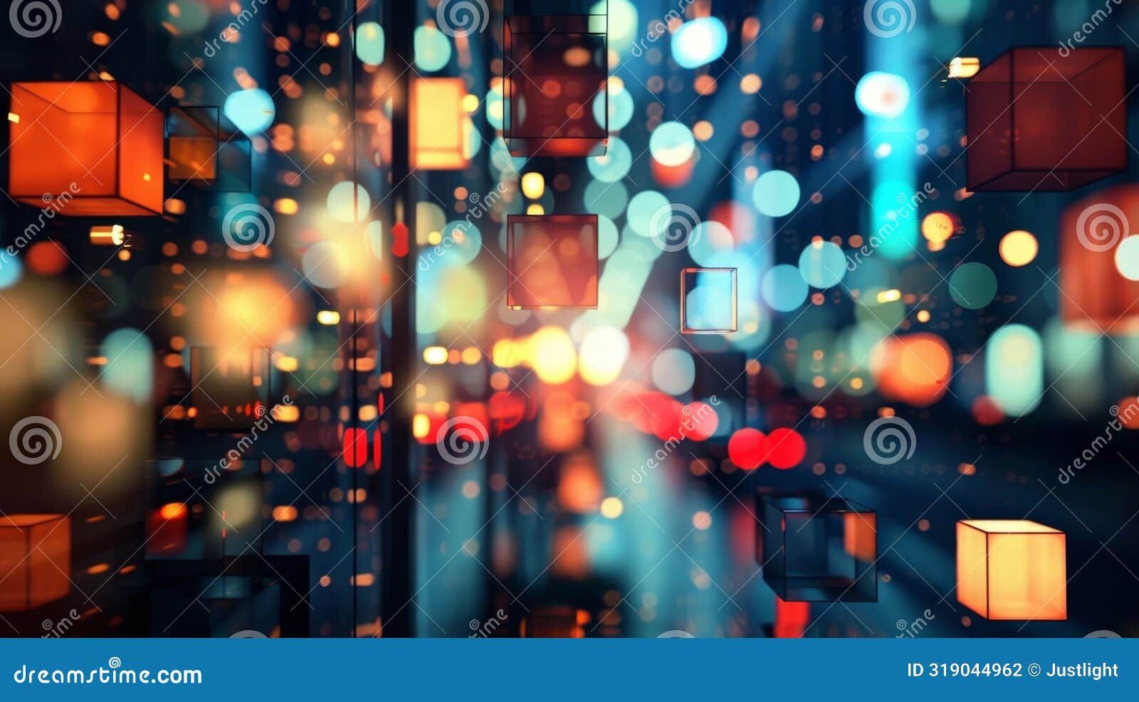 Bold and Geometric Blocks Linked Together by Illuminated Pathways Stock ...