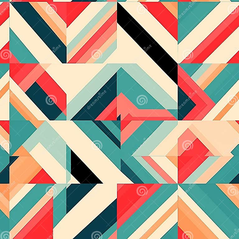 Bold Geometric Pattern with Color-blocked Textiles Stock Illustration ...