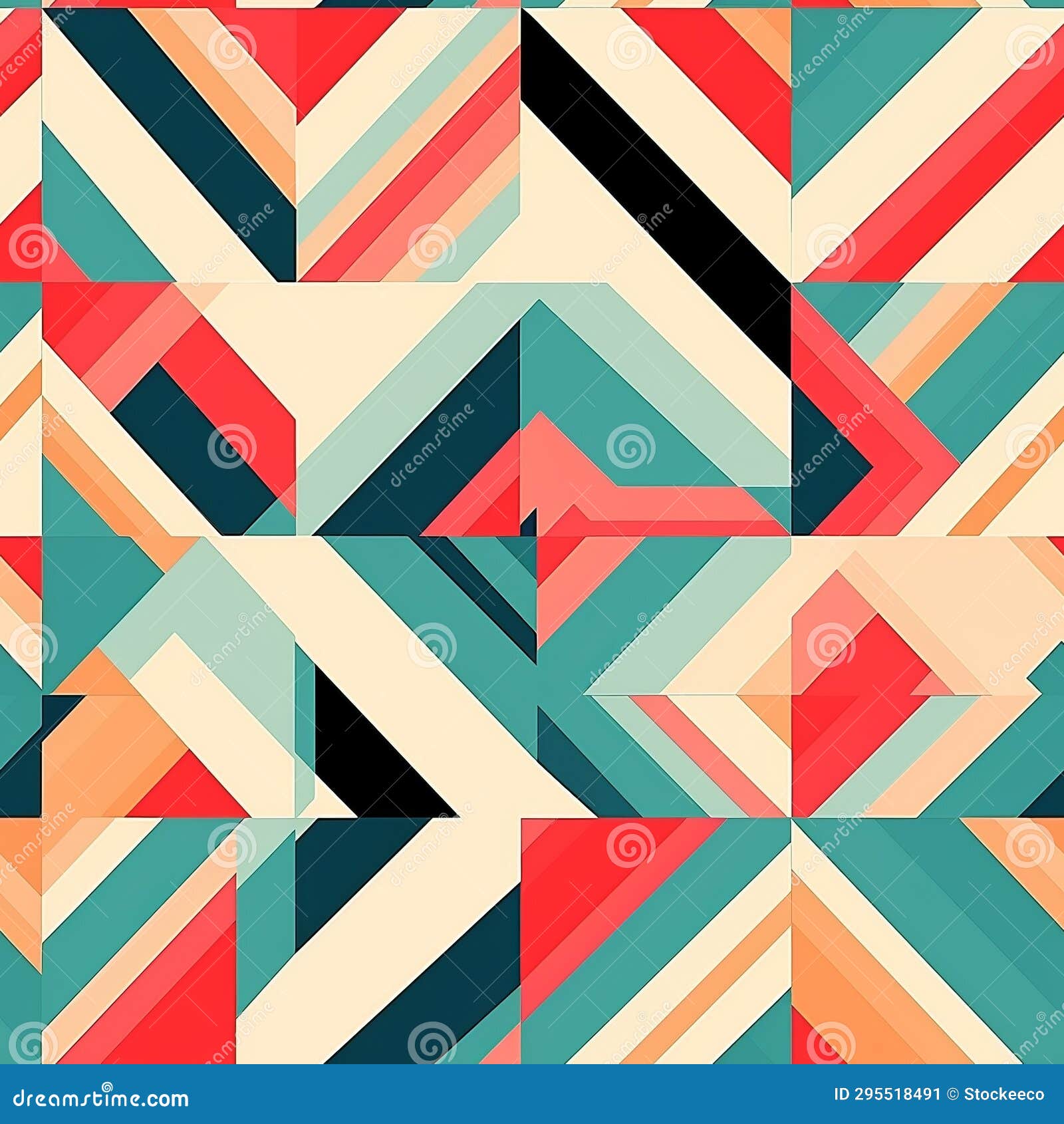 Bold Geometric Pattern with Color-blocked Textiles Stock Illustration ...