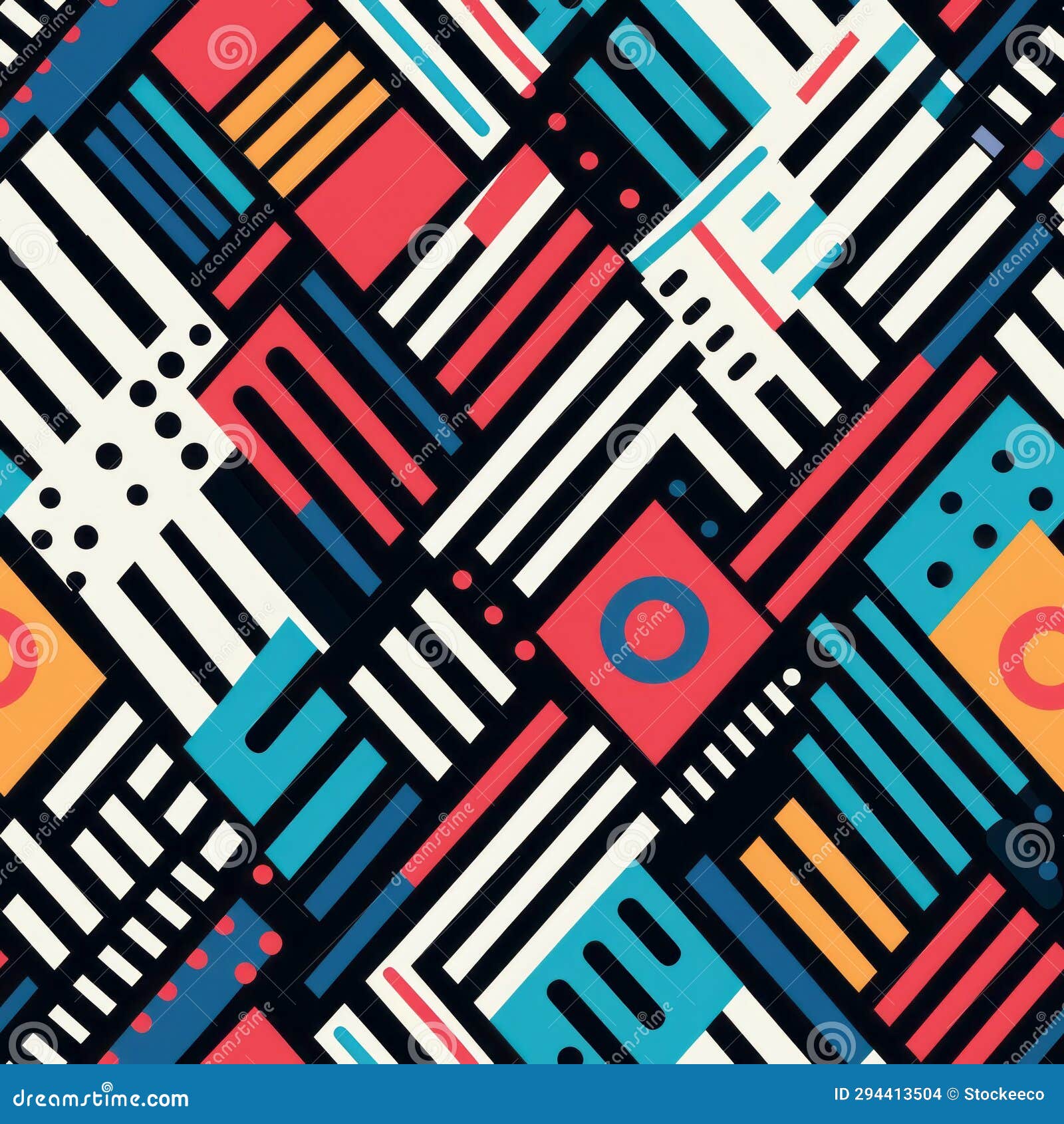 Bold Geometric Pattern: Colorful Squares and Lines for Surface Printing ...