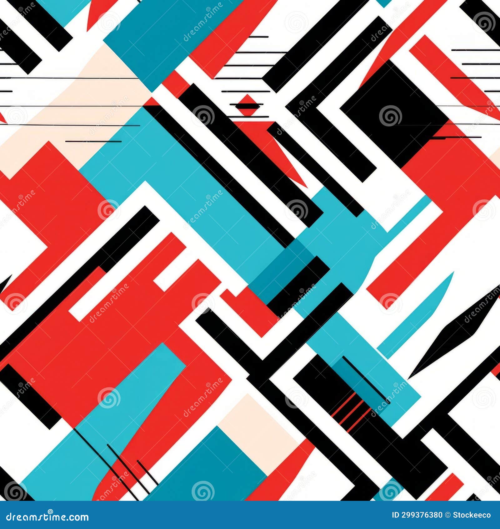 Bold Geometric Patterns in Red, Blue, and Black Vector Design Stock ...