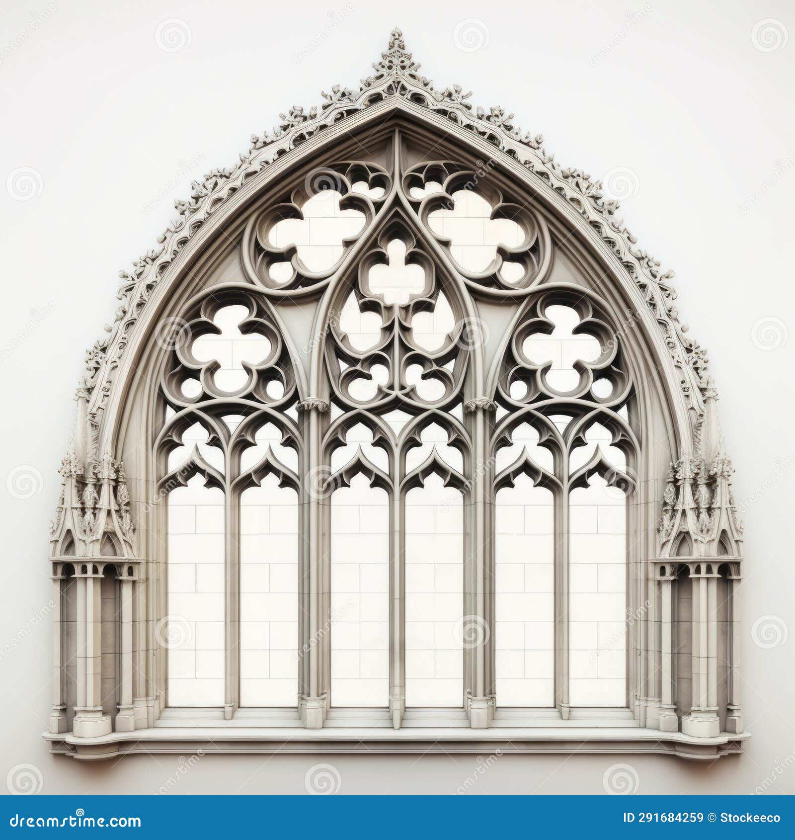 Bold and Graceful 3d Gothic Window on White Background Stock ...