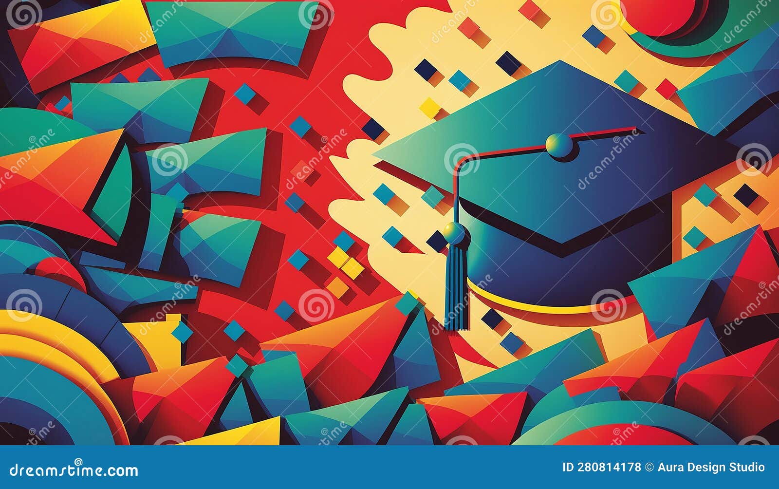 Bold Gradient Graduation Background with Caps. Stock Illustration ...