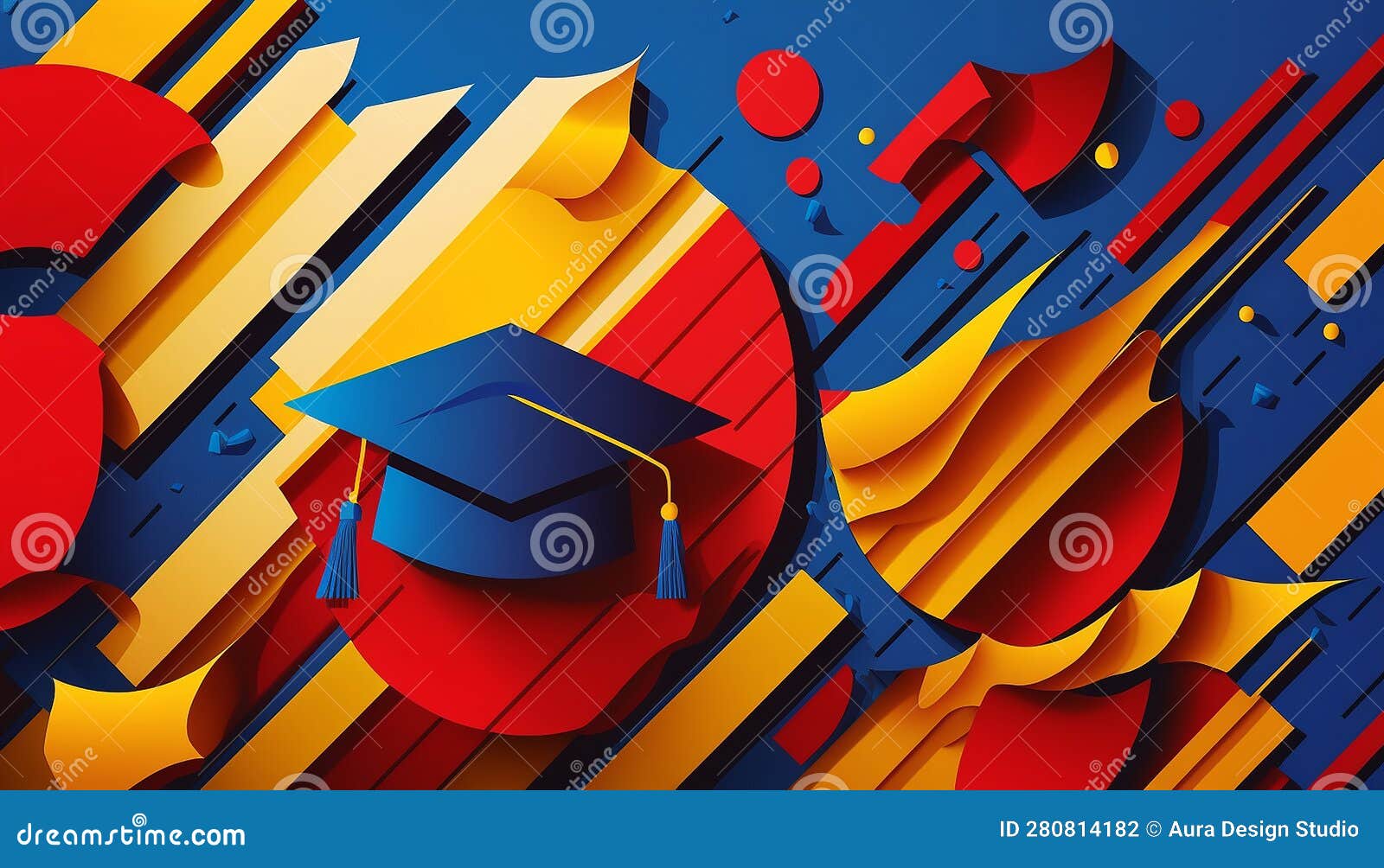 Bold Gradient Graduation Background with Caps. Stock Illustration ...