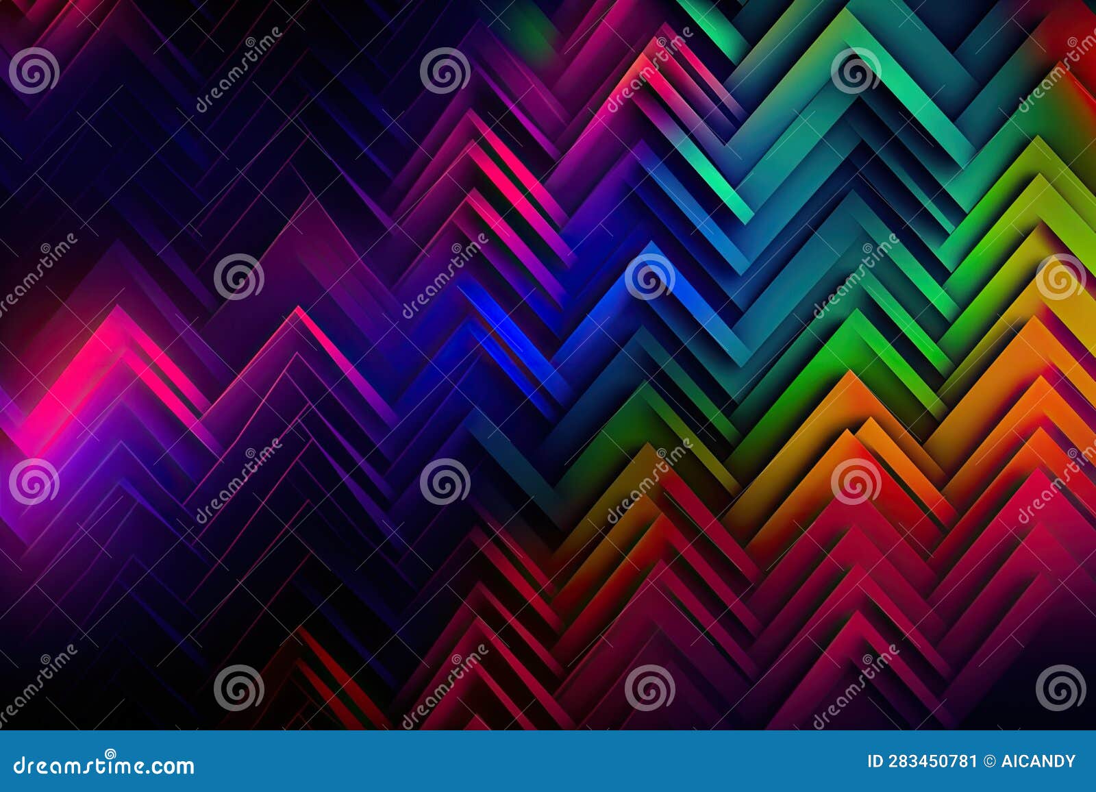 Bold Gradient of Vibrant Neon Colors in a Zigzag Pattern Stock Illustration - Illustration of ...