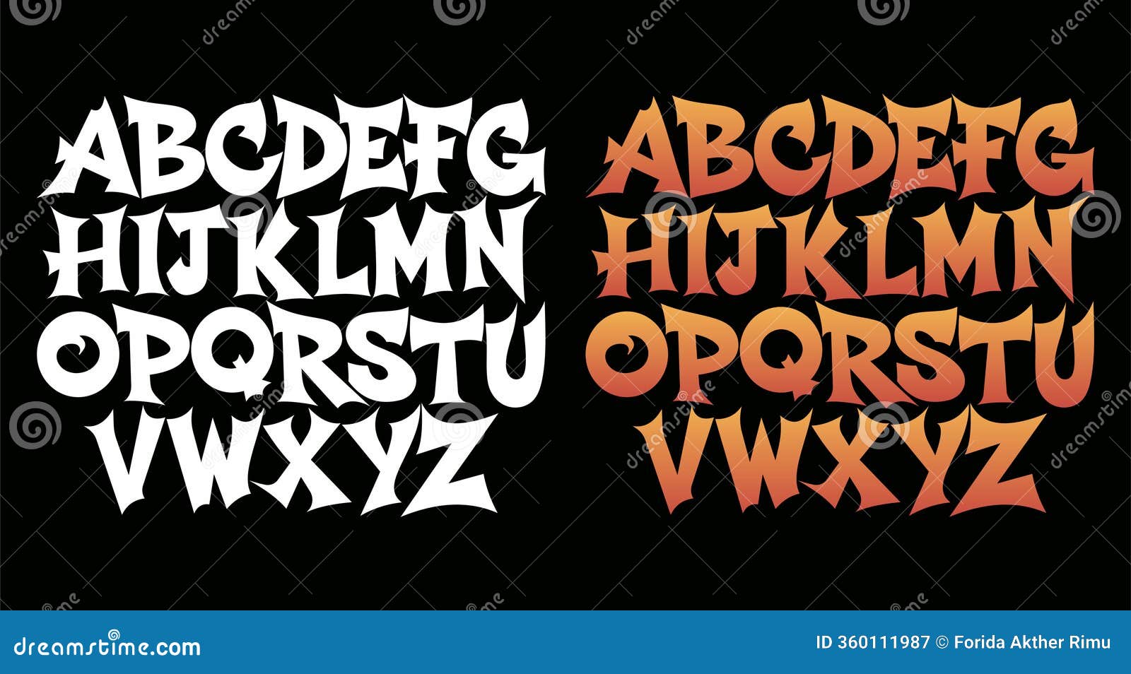 Bold Graffiti Font Set, Urban Street Art Alphabet with Gradient ...