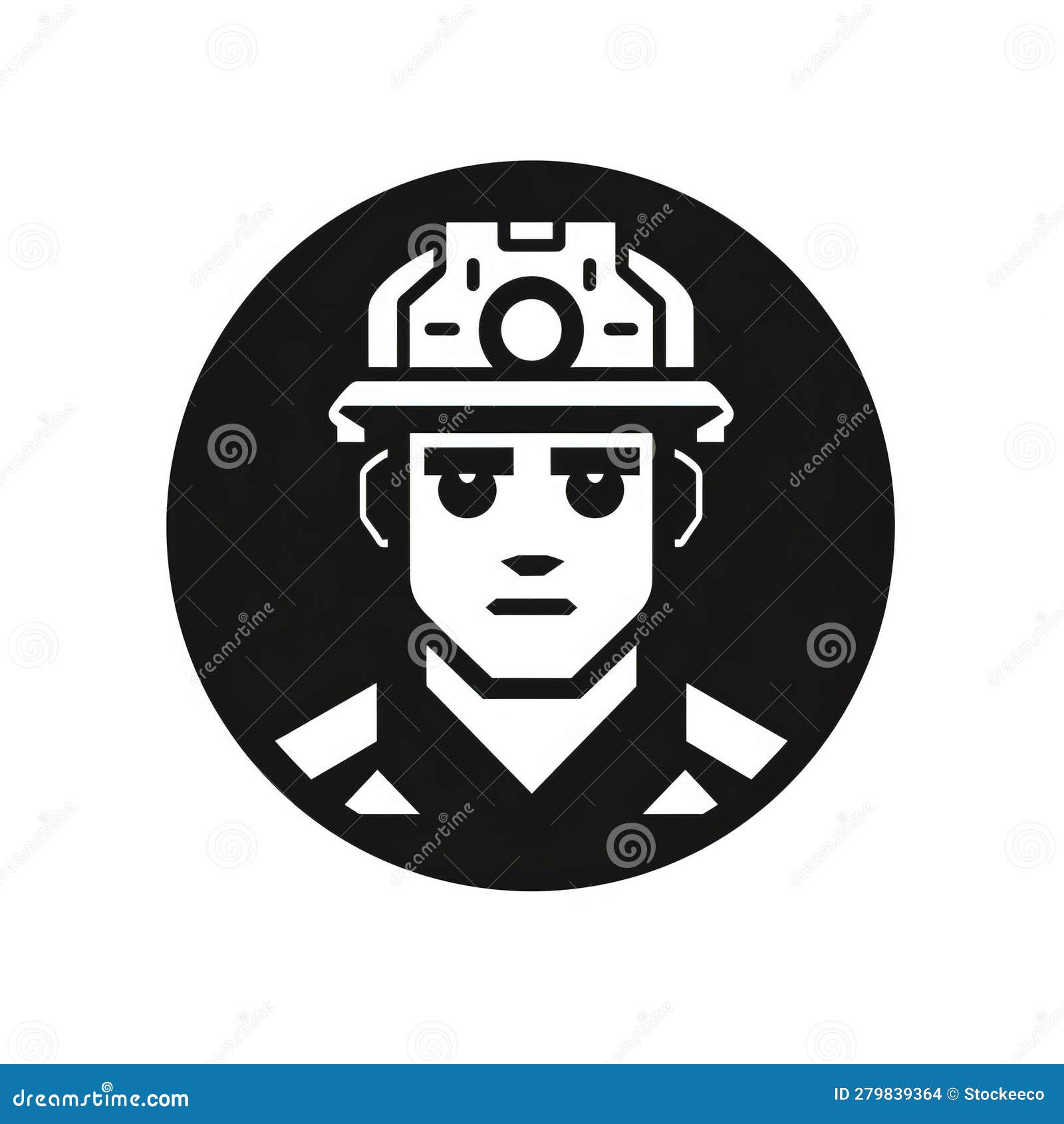 Bold Graphic Design Elements: Miner Man Icon in Black and White Vector ...