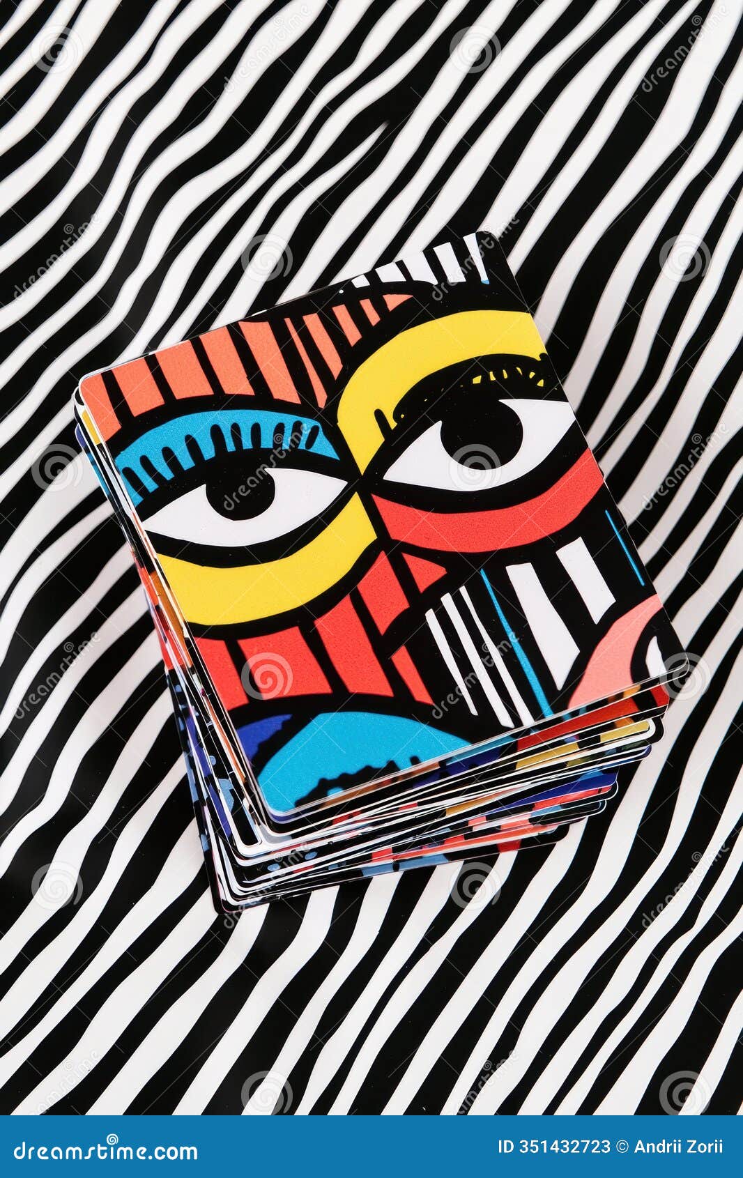 Bold Graphic Design Stickers on Striped Background for Creative ...