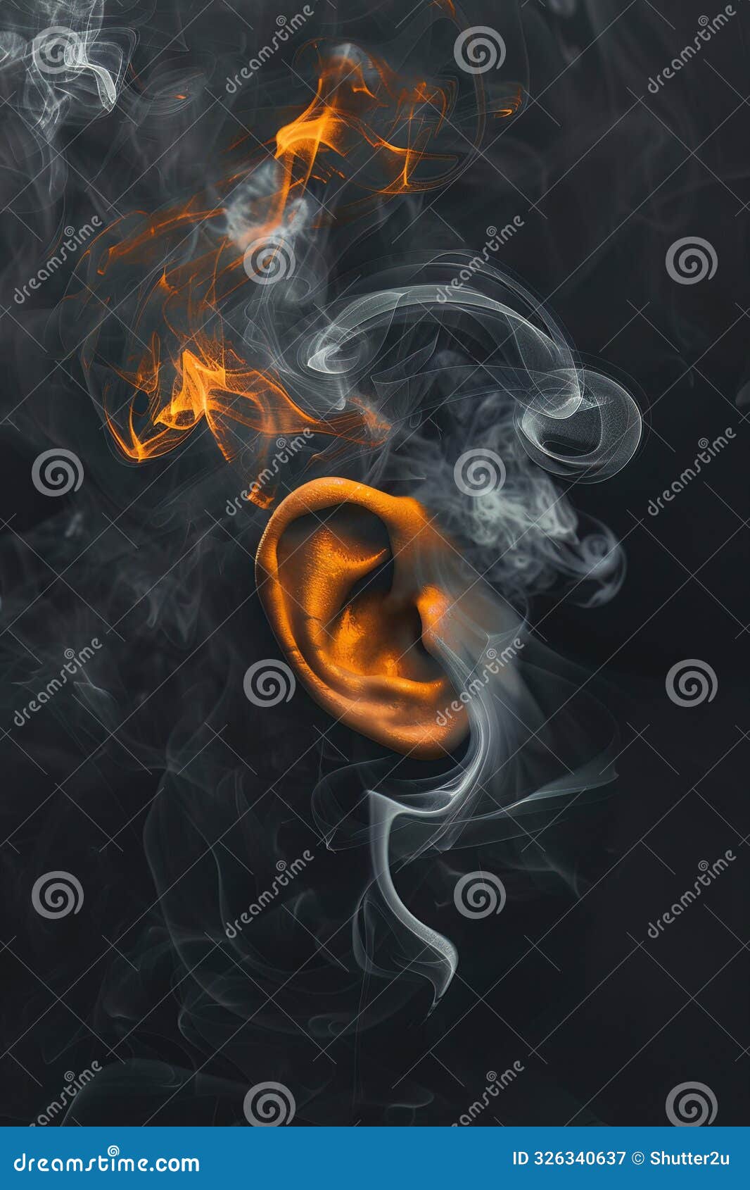 A Bold Graphic of an Ear with Smoke Around Indicating Hearing Loss ...
