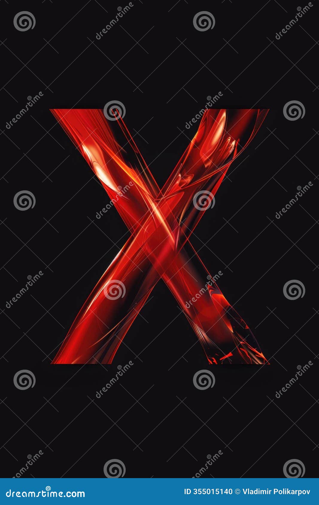 A Bold, Graphic Image of a Red Letter X on a Black Background Stock ...