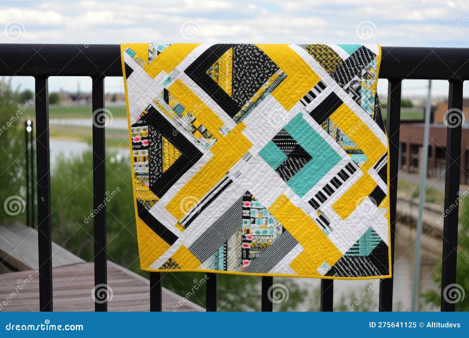 Bold, Graphic Quilt with Blocks of Contrasting Colors and Patterns ...