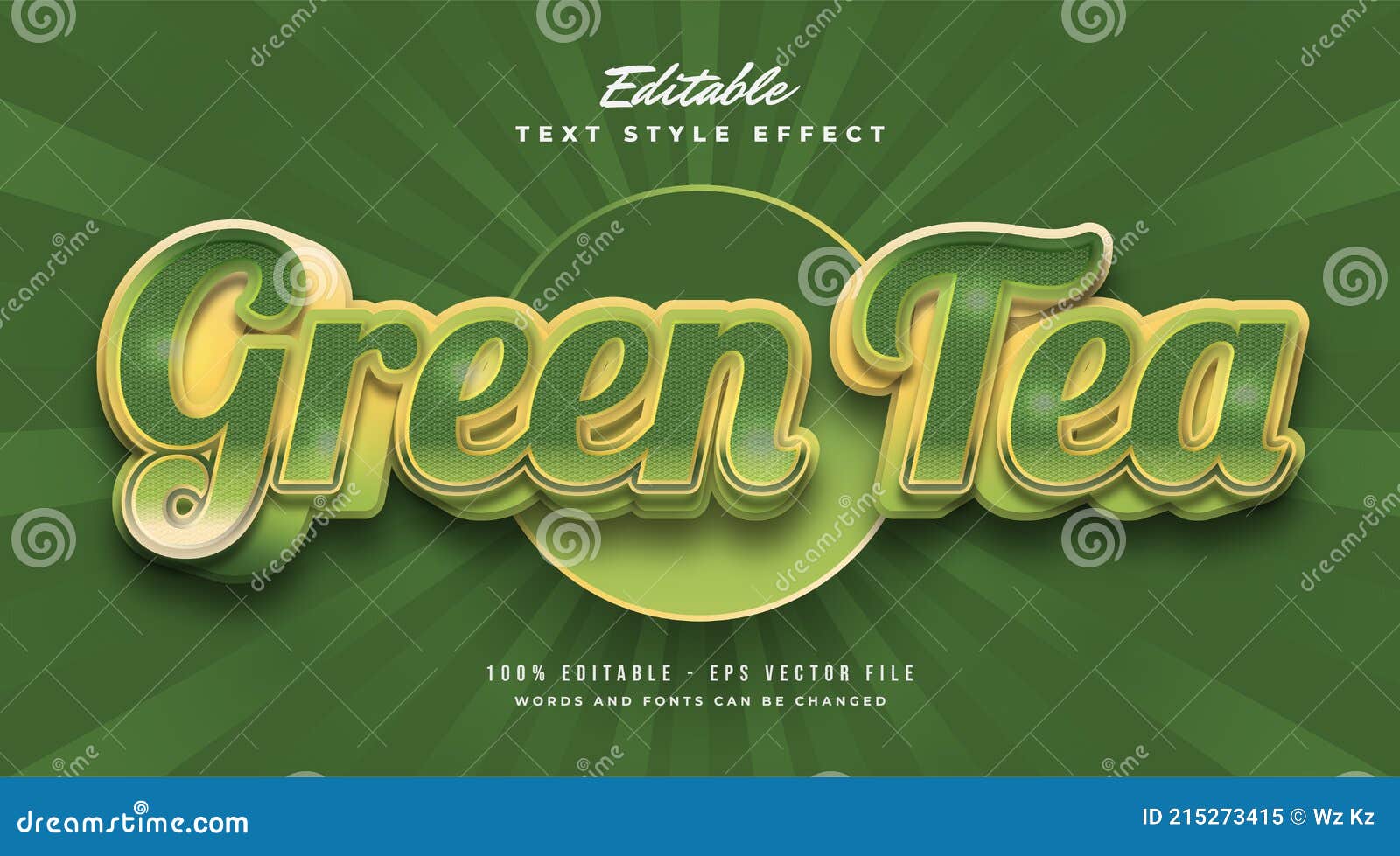 Bold Green Tea Text in Vintage Style with Embossed Effect Stock Vector ...