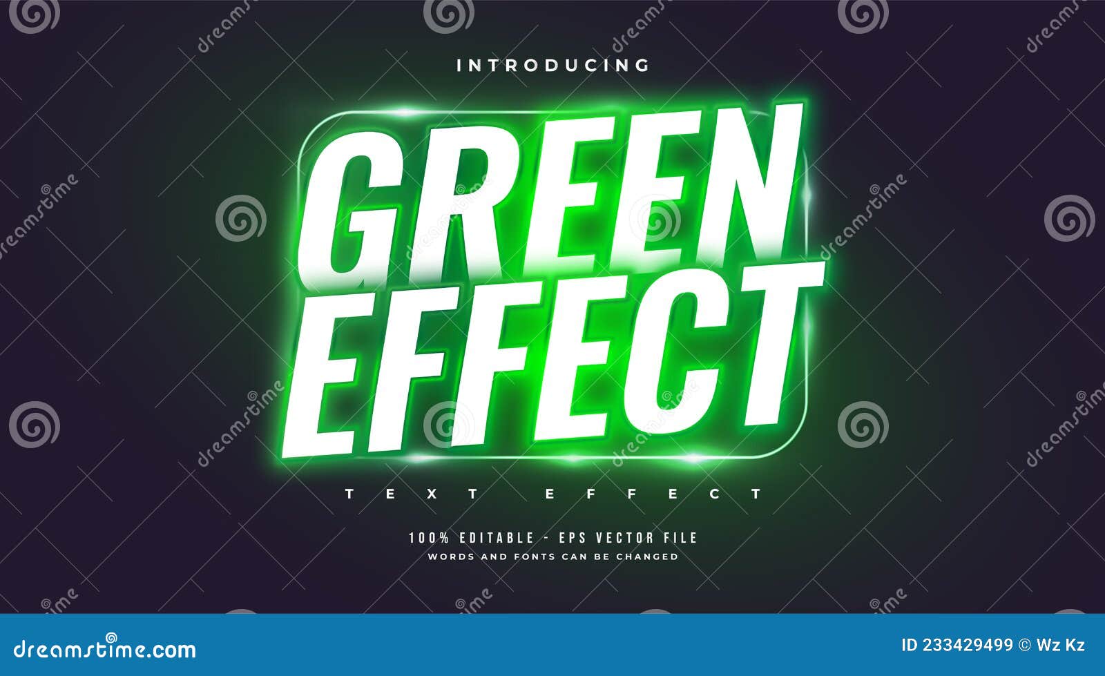 Bold Green Text Style in Green Glowing Neon Effect Stock Vector ...
