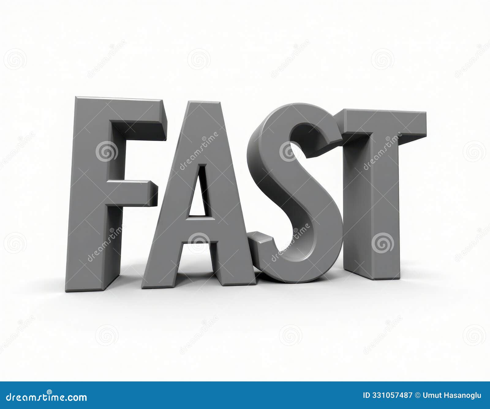 Bold Grey 3D FAST Typography on a Clean White Background. Stock ...