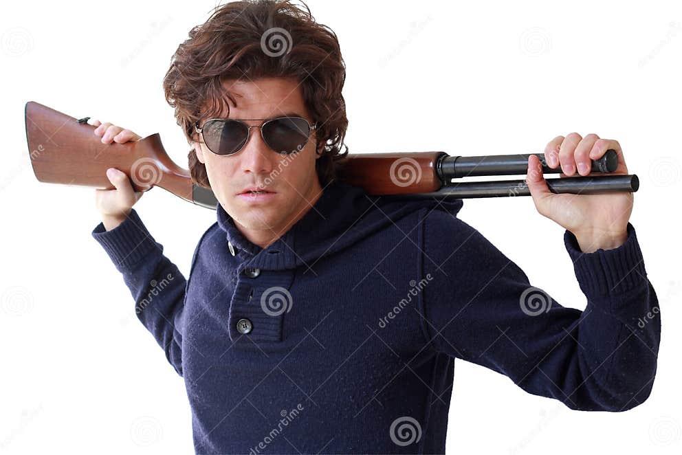 Bold guy with rifle stock photo. Image of brave, shot - 22414664