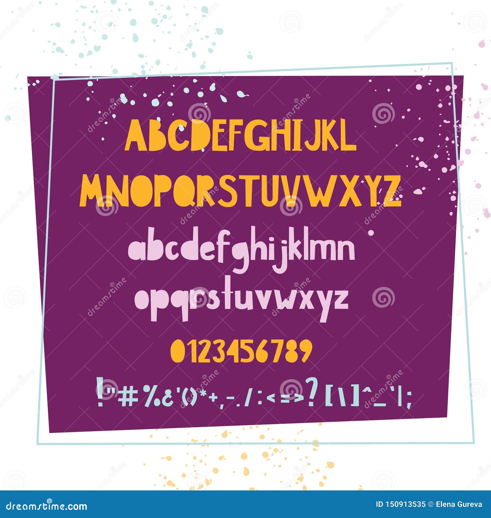 Bold Handwritten Colorful Font. Typographic Set for Kids Design. Stock ...