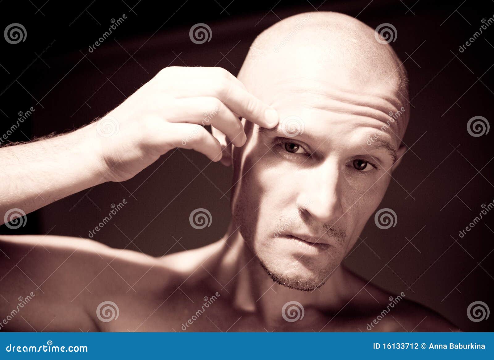 Bold head man stock photo. Image of frustrated, headed - 16133712