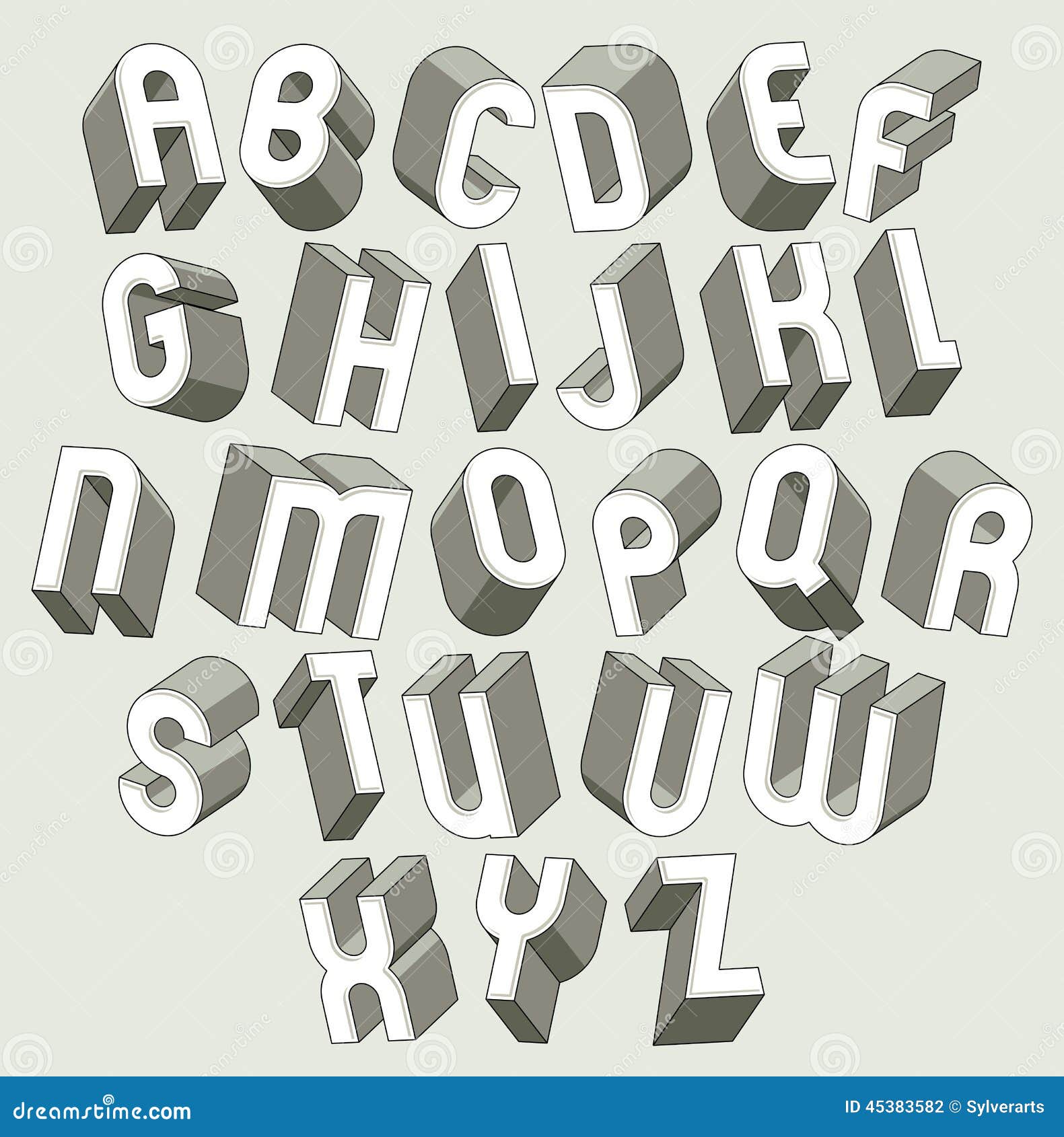 Bold and Heavy 3d Letters Set, Dimensional Vector Font. Stock Vector ...