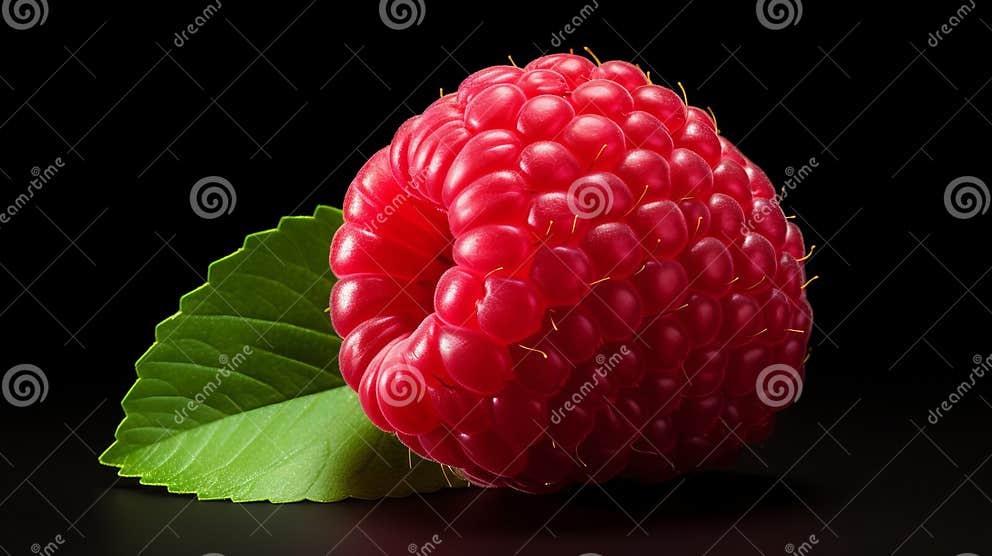 Bold and Hyper-realistic Raspberry Sculpture on Black Background Stock ...