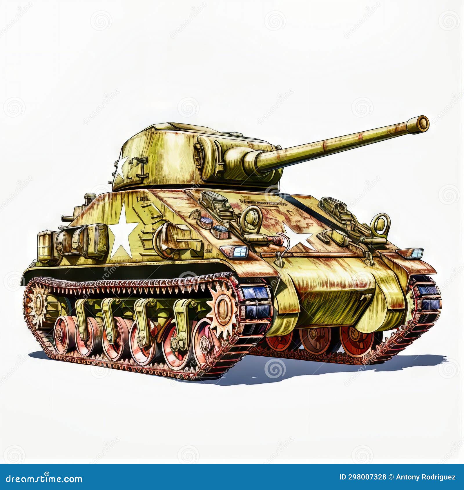 Bold and Iconic: Abstract Visualization of a US Army Tank during the Second World War. Stock ...