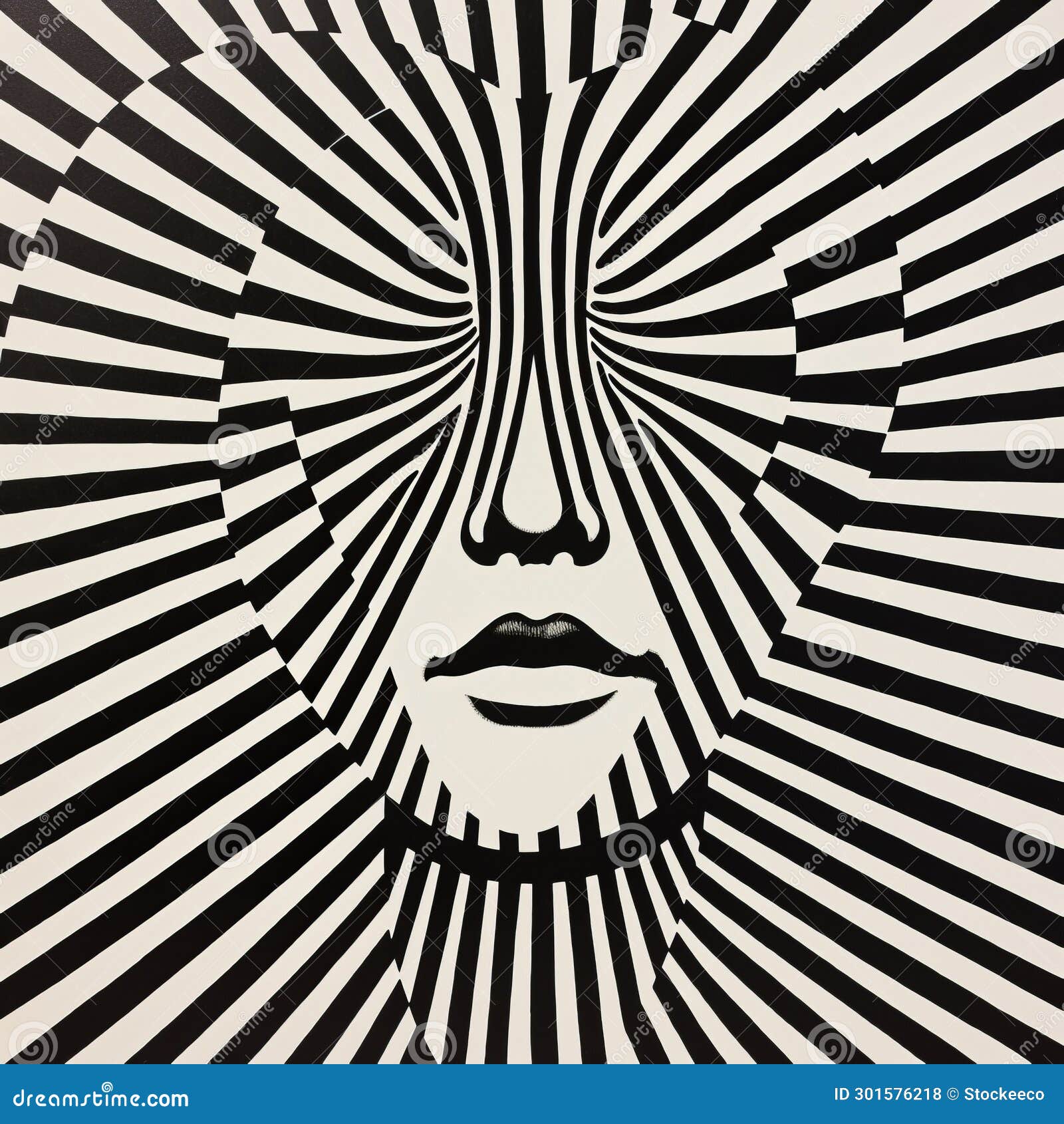 Bold and Illusory: Radial Face Graphic Design Artwork Stock ...
